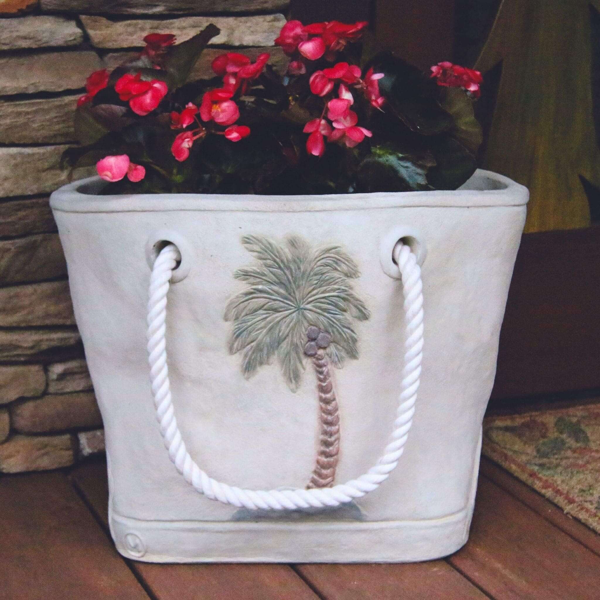 Palm Tree Concrete Tote Planter - Massarellis #6542