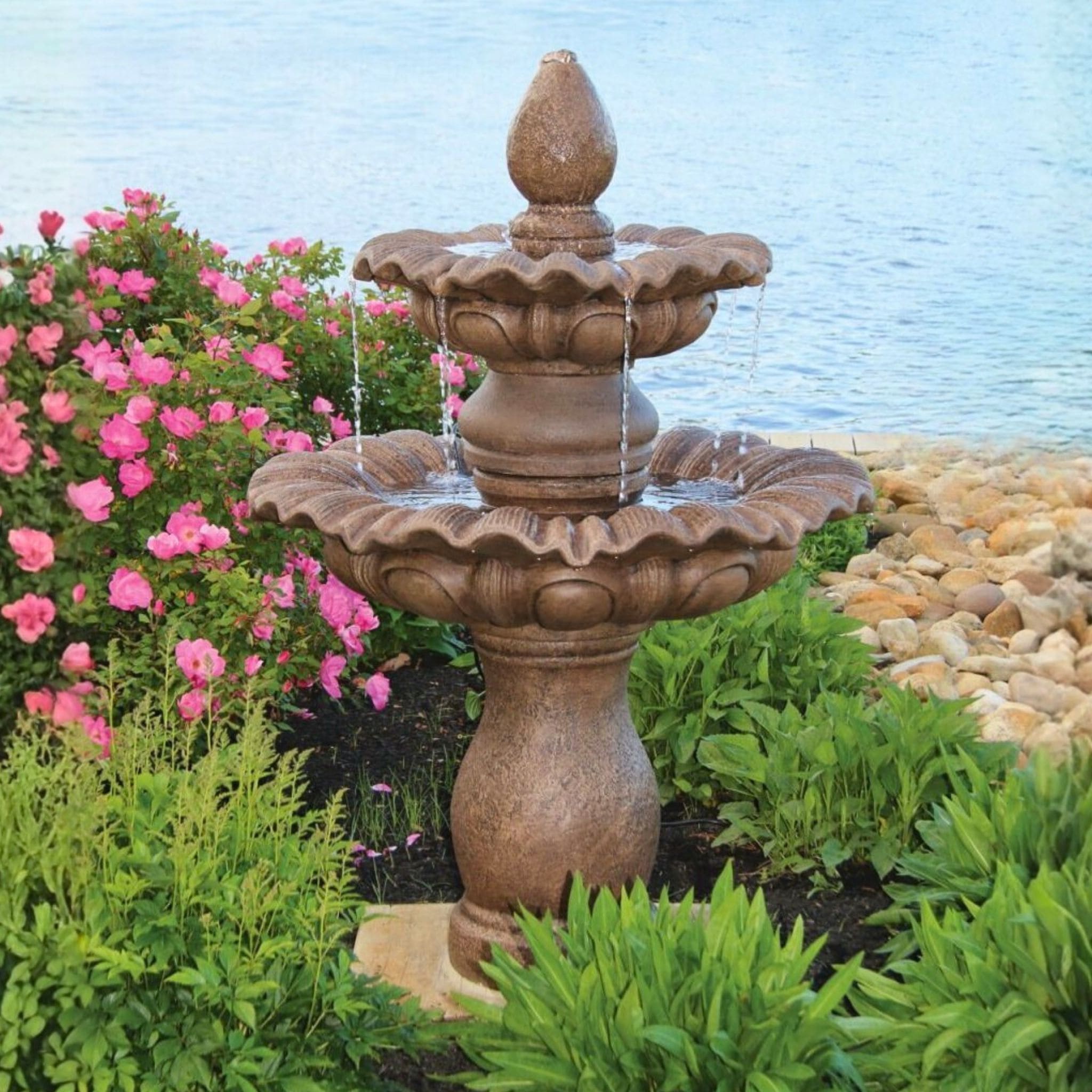 Scallop 2-Tier Concrete Fountain - Massarellis