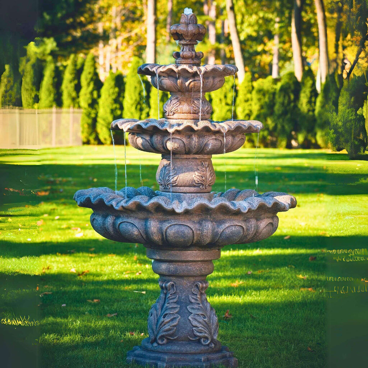 Scallop 3-Tier Concrete Fountain - Massarellis