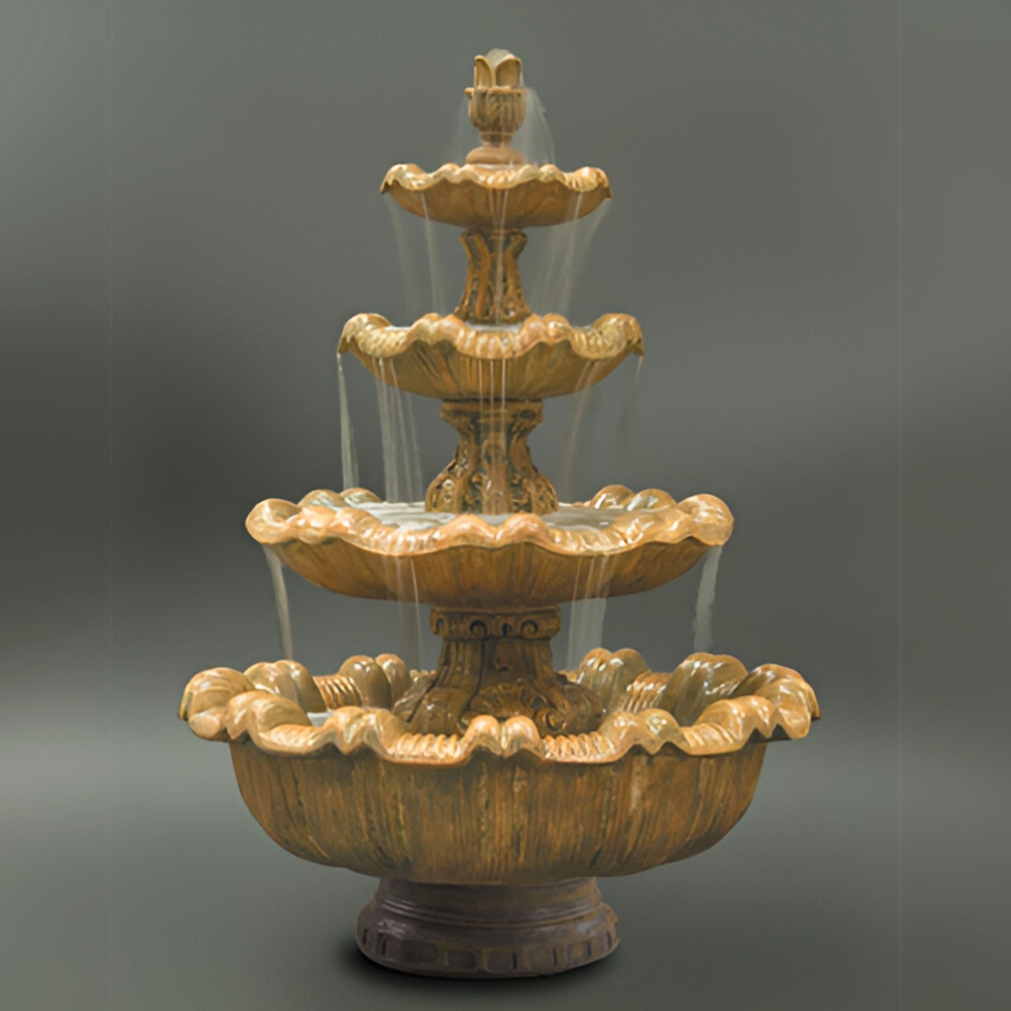 Italian Low 4-Tier Concrete Fountain - Fiore Stone