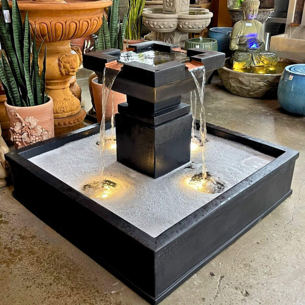 Miramar 4-Way Spill Concrete Fountain - Giannini
