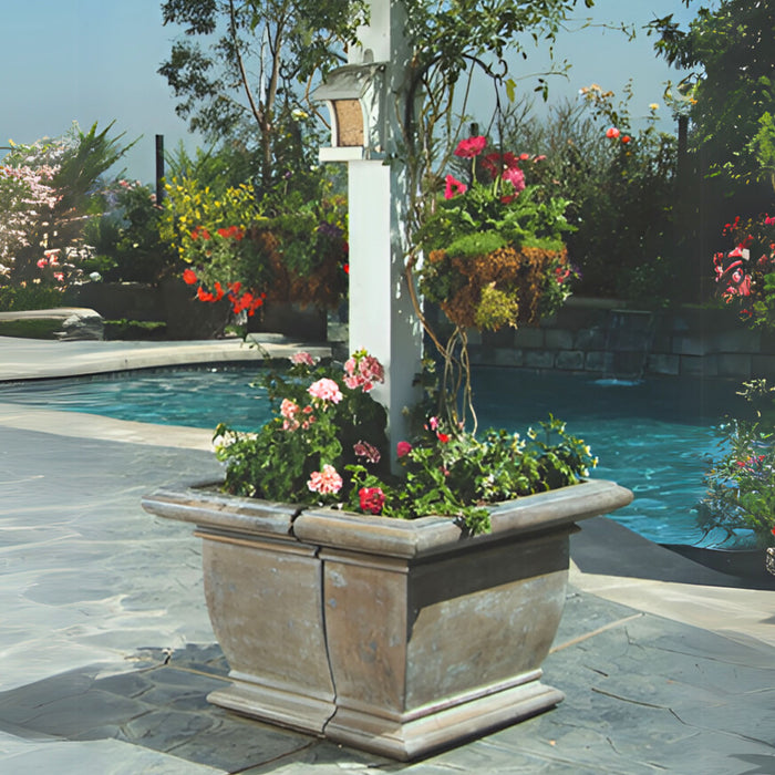Square Wrap-Around Concrete Post Planter - Fiore Stone