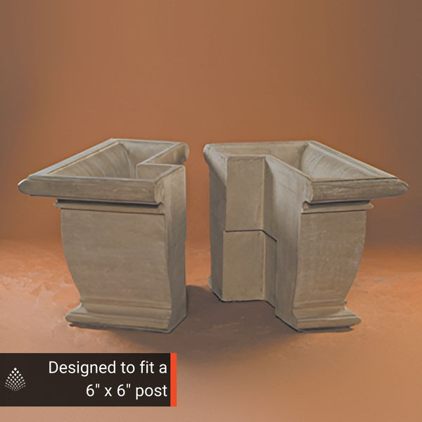 Square Wrap-Around Concrete Post Planter - Fiore Stone