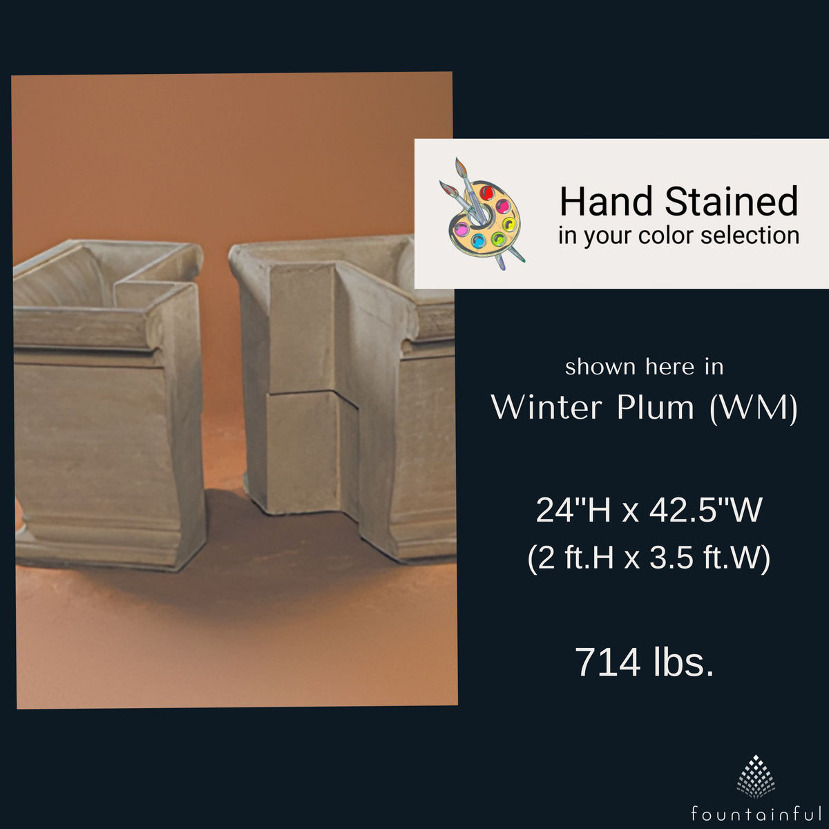 Square Wrap-Around Concrete Post Planter - Fiore Stone