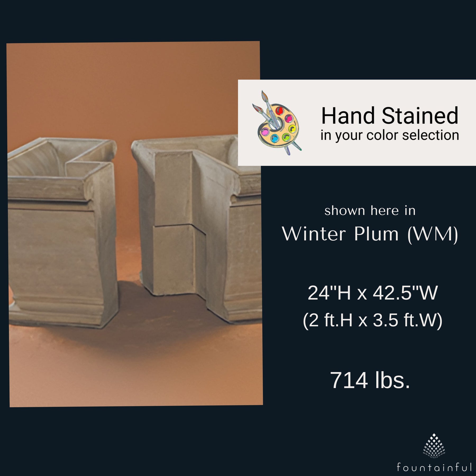 Square Wrap-Around Concrete Post Planter - Fiore Stone