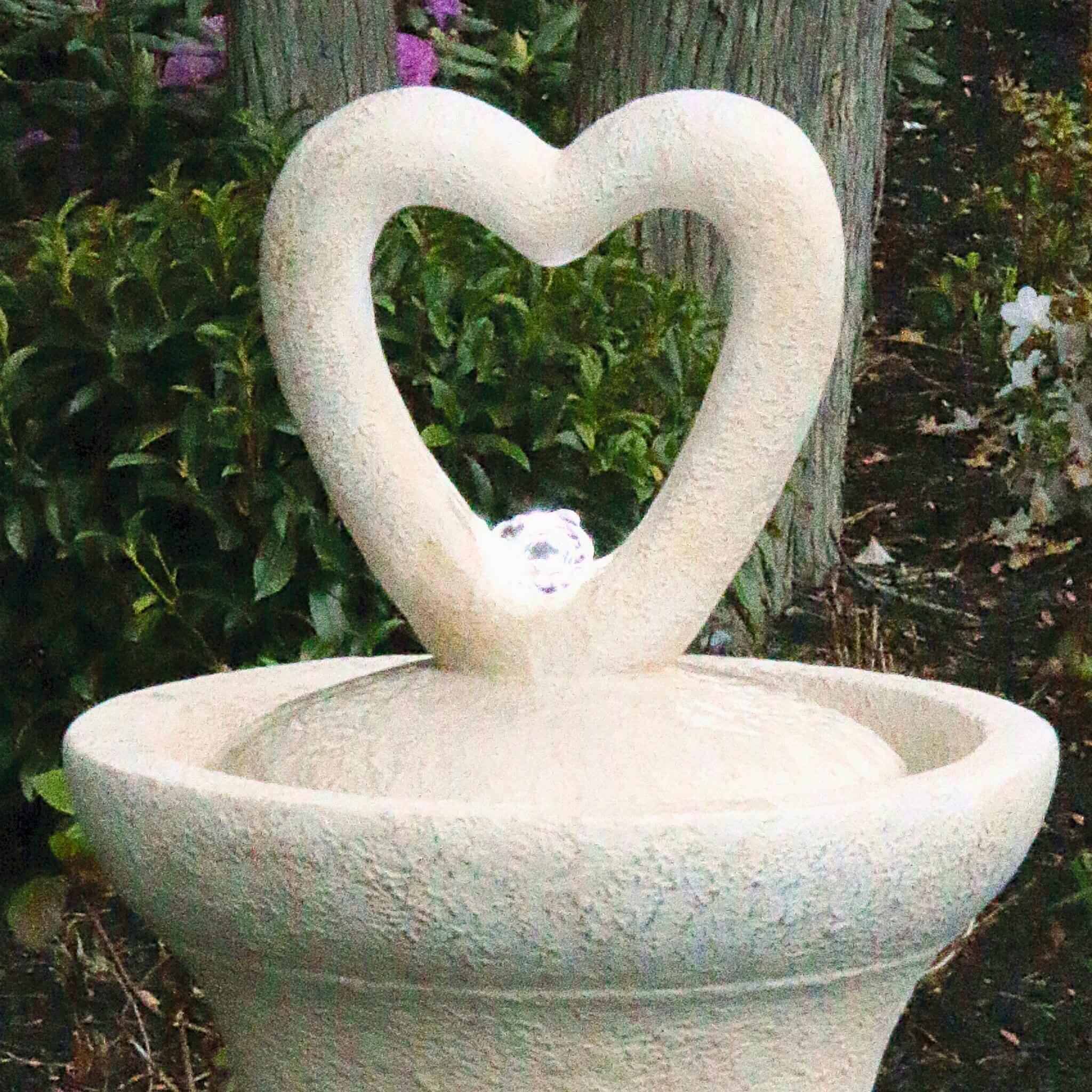 Heart Concrete Fountainette w/Lights - Massarellis