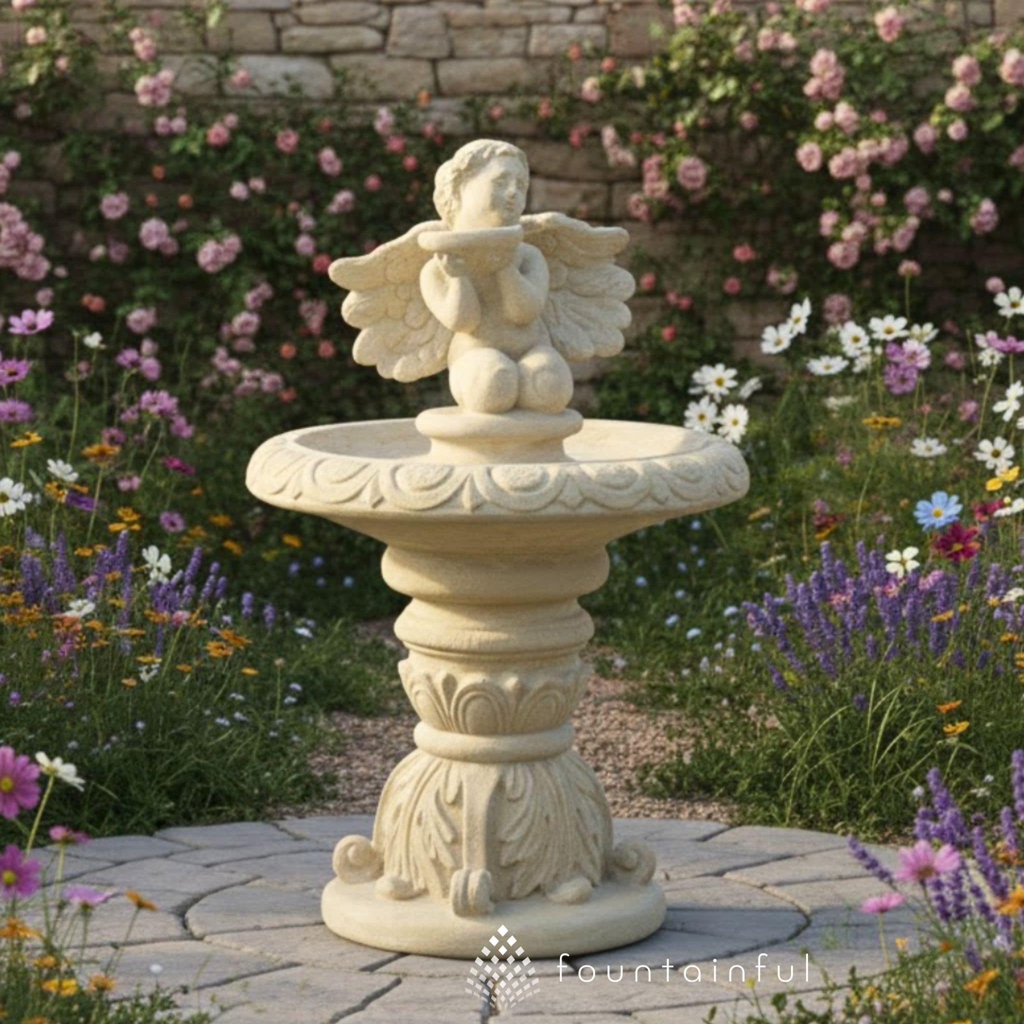 Angel Concrete Bird Feeder - Fiore Stone