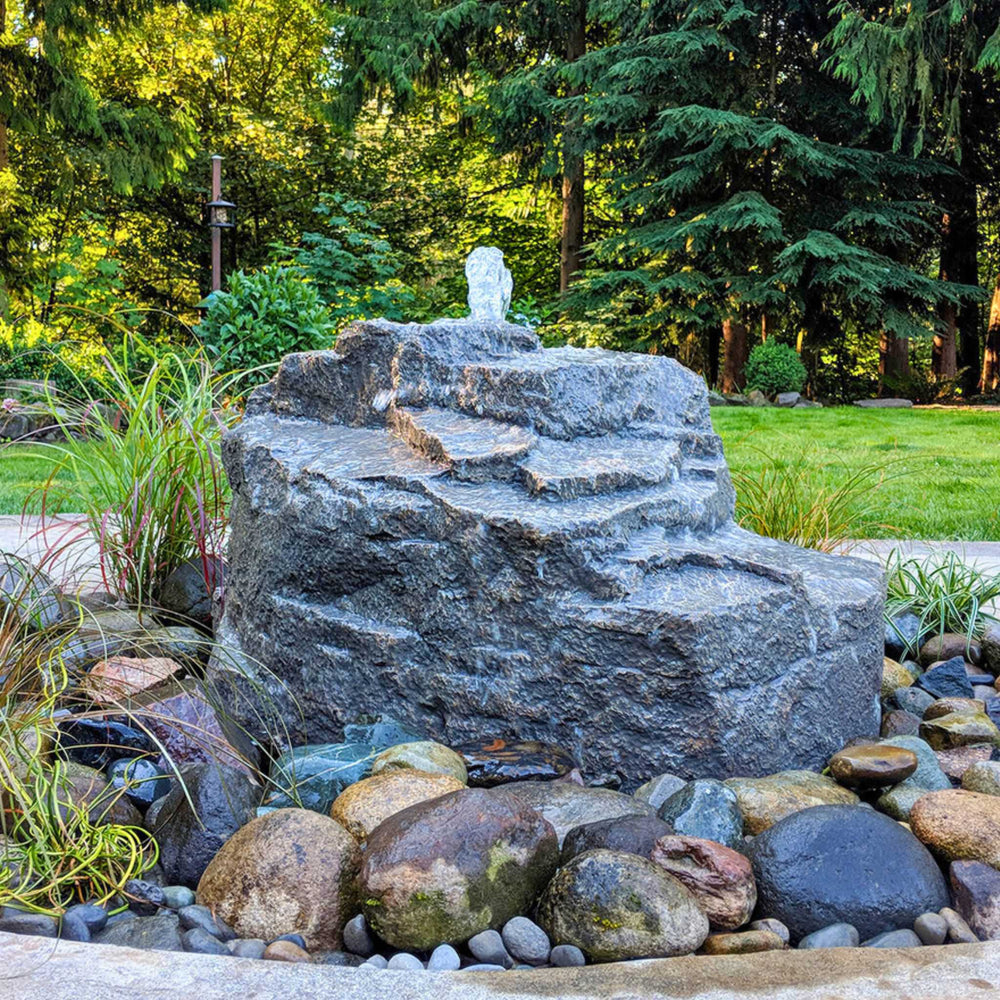 GFRC Faux Rock Bubbling Boulder Fountains - Fountainful