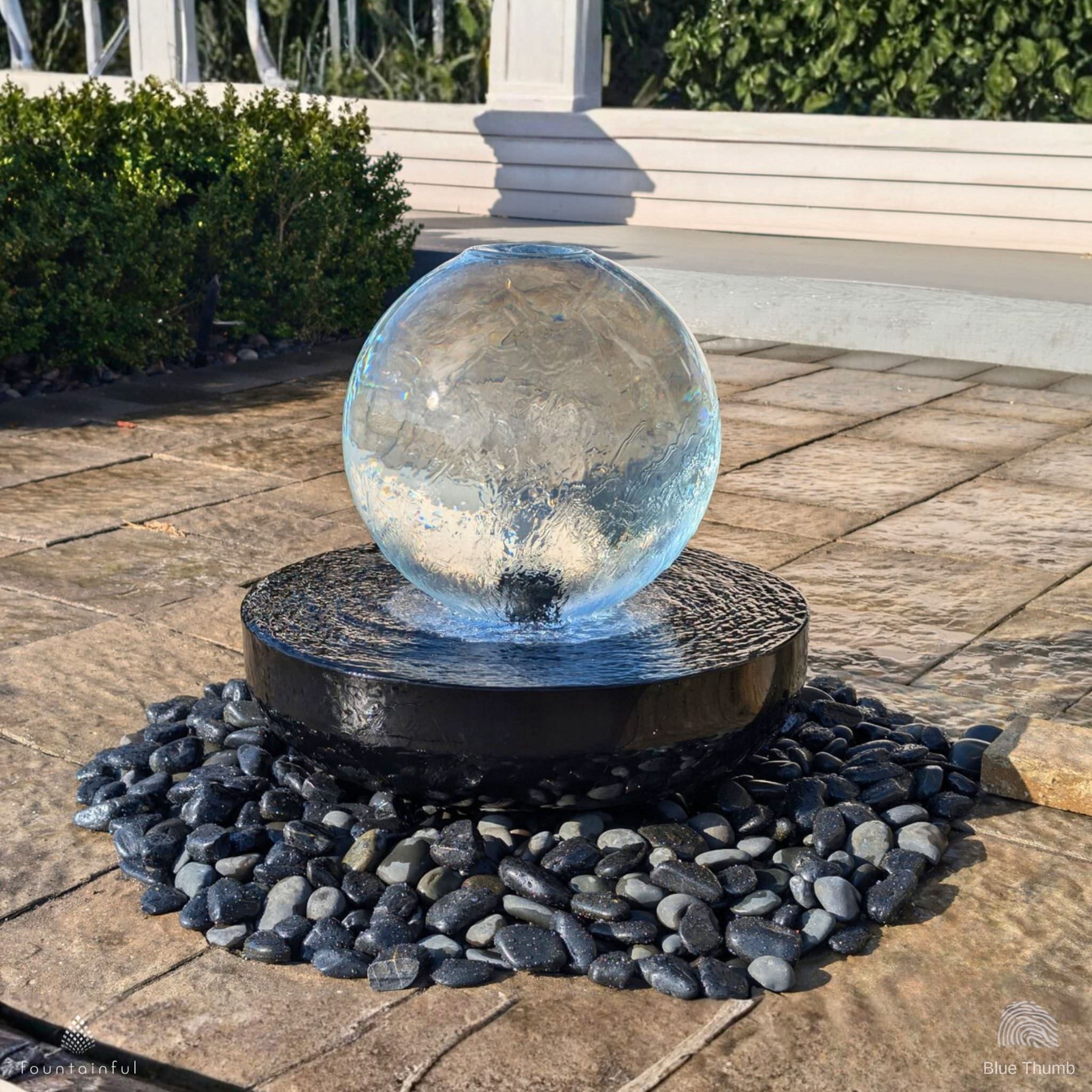 Crystal Sphere (14" dia.) Water Fountain - Blue Thumb
