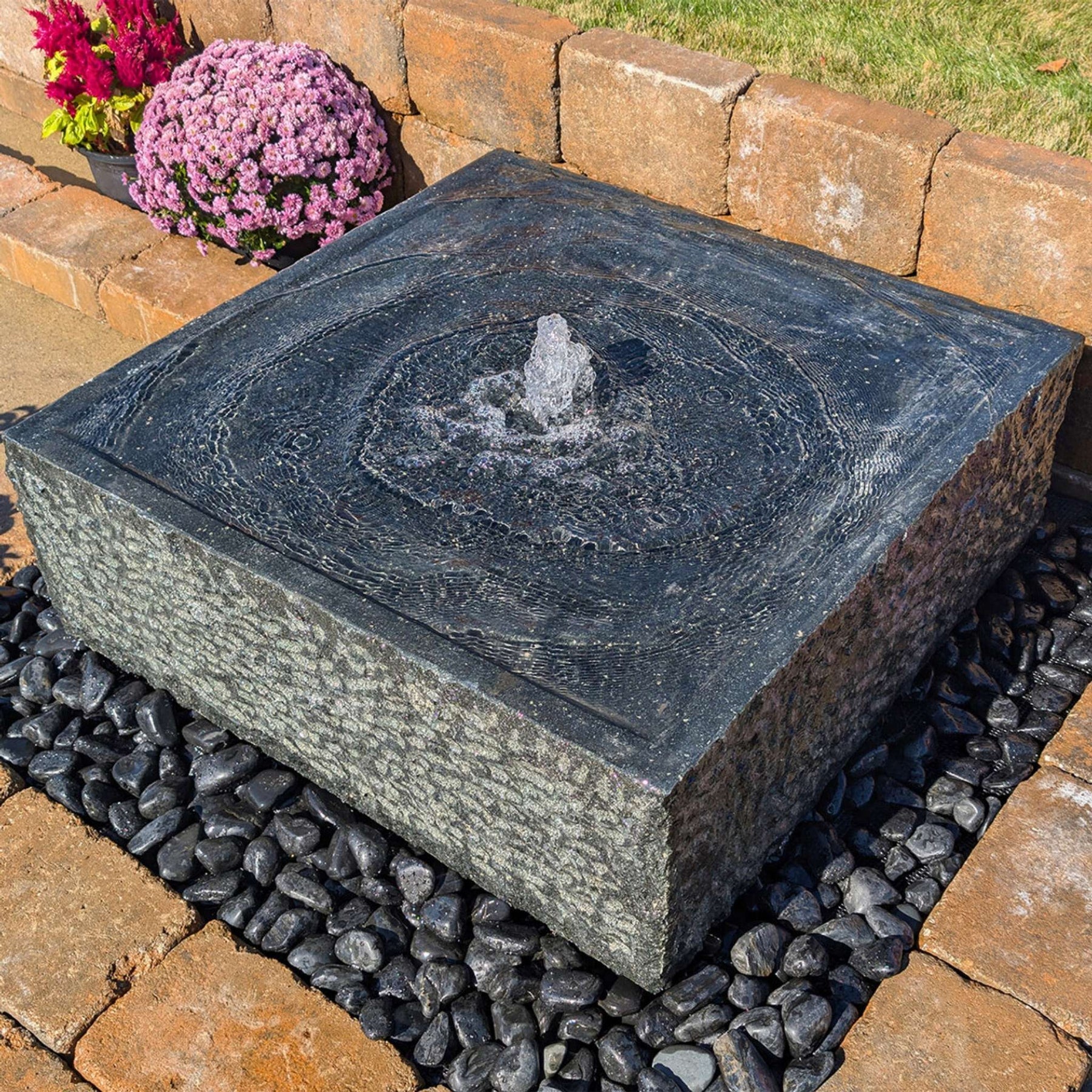 Basalt Yoshida Large Square Block Fountain - Blue Thumb