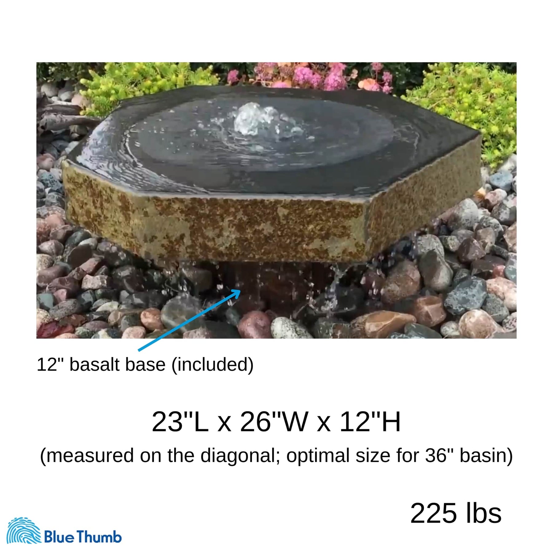 Basalt Bird Bath Fountain Kit - Blue Thumb
