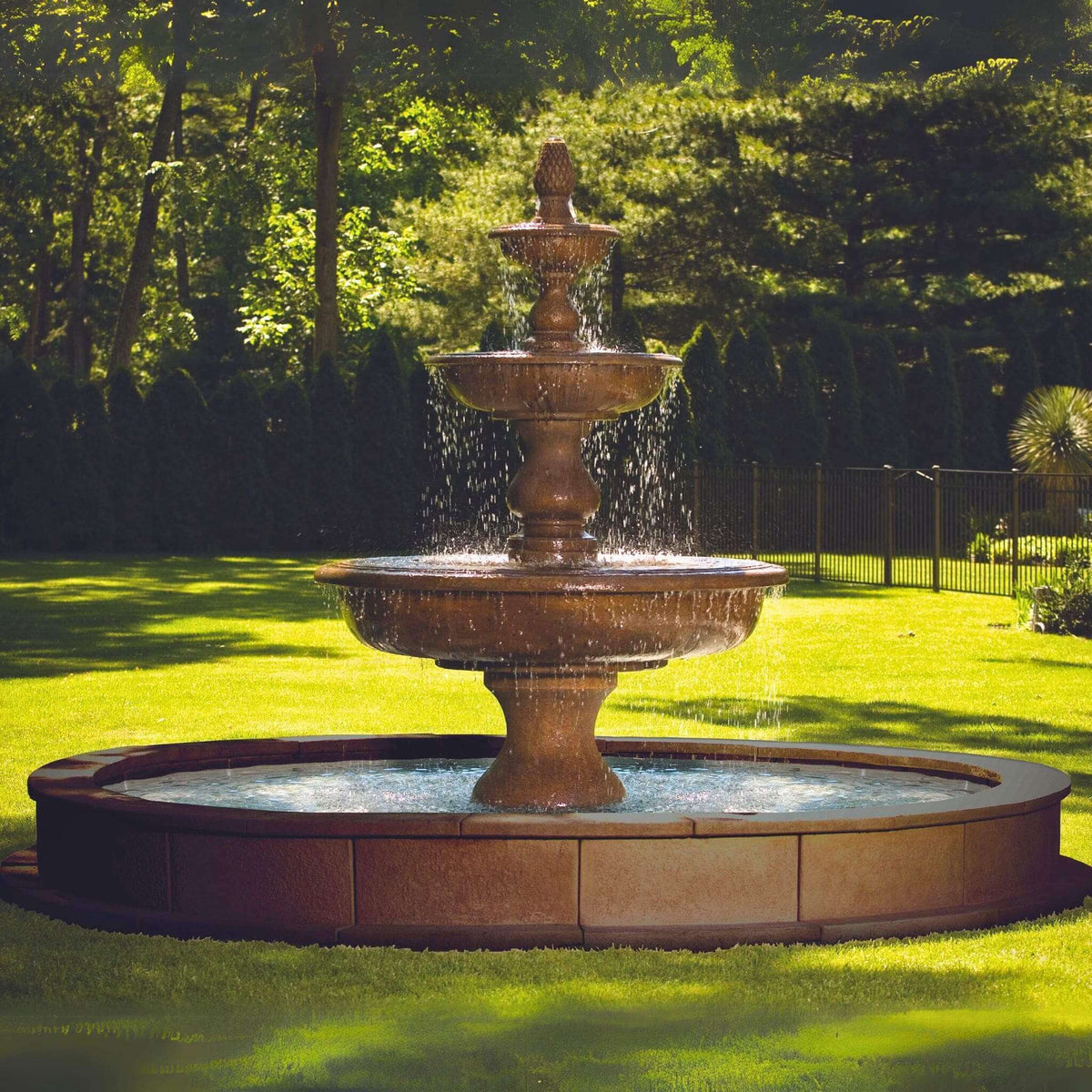 The Monticello 3-Tier Concrete Pool Fountain - Massarellis